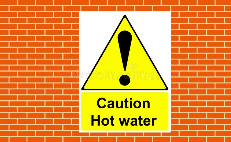 Caution Hot Water Sign on a Wall Stock Vector - Illustration of sign ...