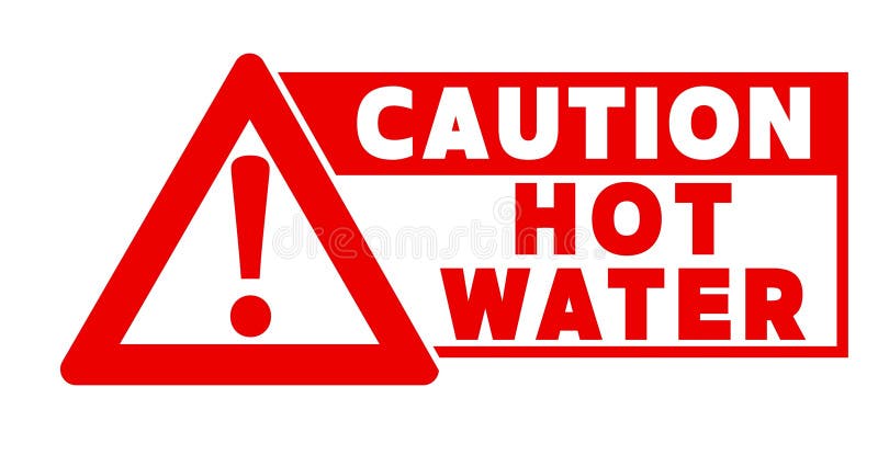 Caution, Hot Water. Warning Yellow Triangle Sign with Symbols of Tap ...