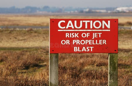 Caution - jet blast stock photo. Image of blasts, sign - 4383410