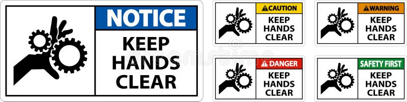 Caution Keep Hands Clear on White Background Stock Vector ...
