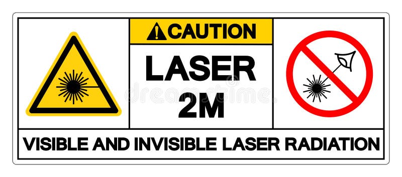Caution Laser 2M Visible and Invisible Laser Radiation Symbol Sign ...