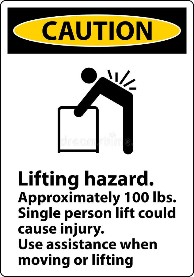 Caution Lifting Hazard Use Assistance Label on White Background Stock ...