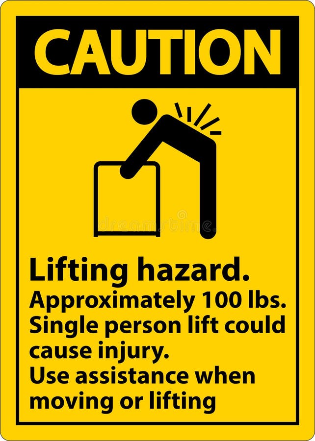 Caution Lifting Hazard Use Assistance Label on White Background Stock ...