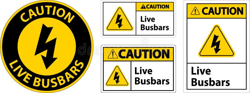 Caution Live Busbars Sign on White Background Stock Vector ...