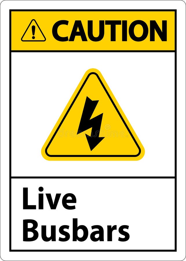 Caution Live Busbars Sign on White Background Stock Vector ...