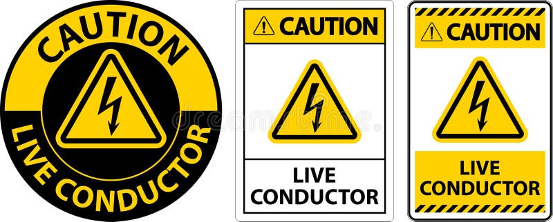 Caution Live Conductor Sign on White Background Stock Vector ...