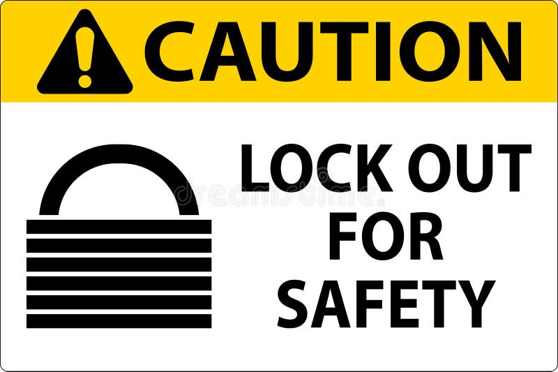 Caution Lock Out Label Sign on White Background Stock Vector ...