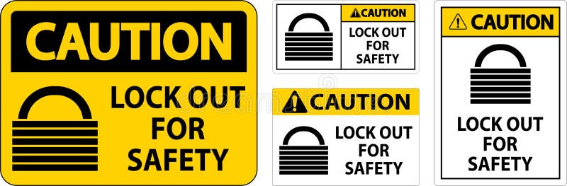Caution Lock Out Label Sign on White Background Stock Vector ...