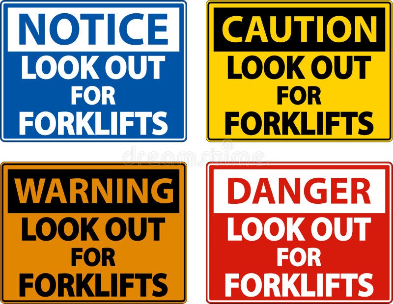 Caution Look Out for Forklifts Sign on White Background Stock Vector ...