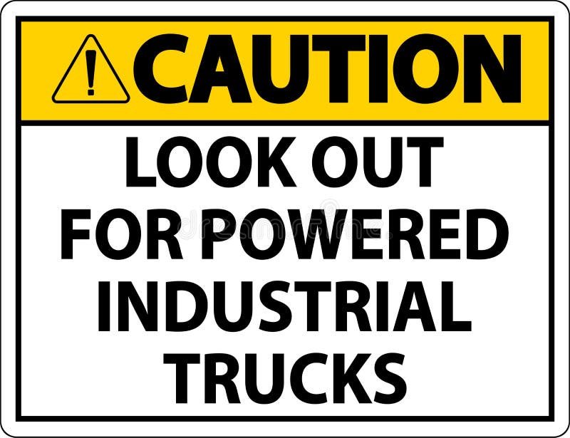 Caution Look Out for Trucks Sign on White Background Stock Vector ...