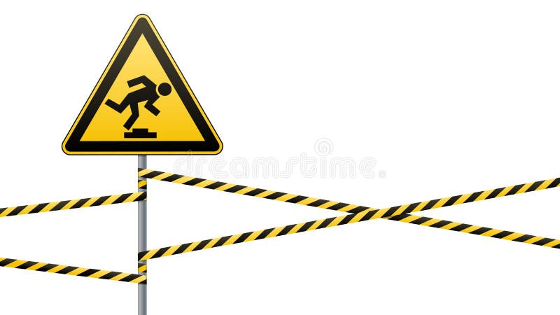 Caution, Low-noticeable Obstacle. Safety Sign. Yellow Triangle with ...