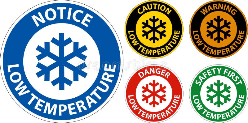 Caution Low Temperature Symbol and Text Safety Sign Stock Vector ...