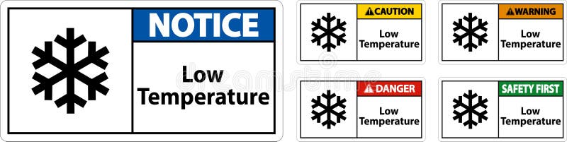 Caution Low Temperature Symbol and Text Safety Sign Stock Vector ...