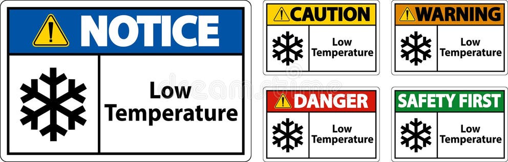 Caution Low Temperature Symbol and Text Safety Sign Stock Vector ...