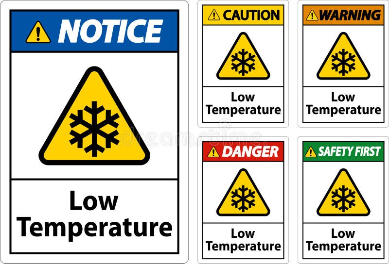 Caution Low Temperature Symbol and Text Safety Sign Stock Vector ...