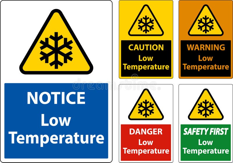 Caution Low Temperature Symbol and Text Safety Sign Stock Vector ...