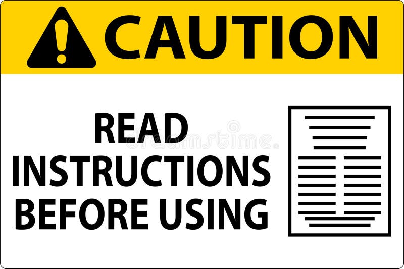Caution Machine Sign Read Instructions before Using Stock Vector ...