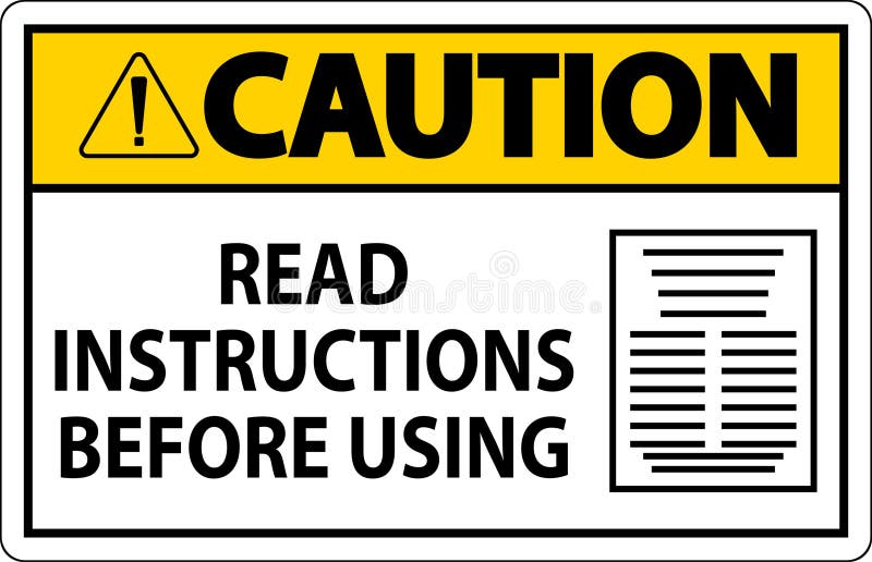 Caution Machine Sign Read Instructions before Using Stock Vector ...