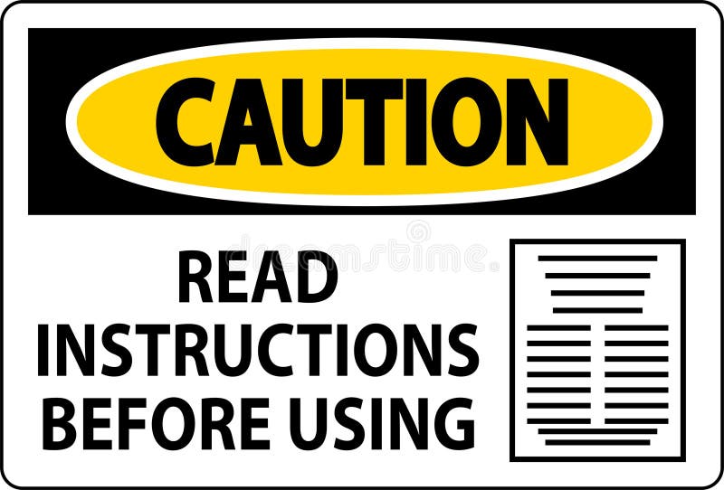 Caution Machine Sign Read Instructions before Using Stock Vector ...