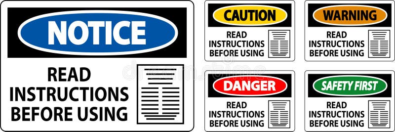 Caution Machine Sign Read Instructions before Using Stock Vector ...