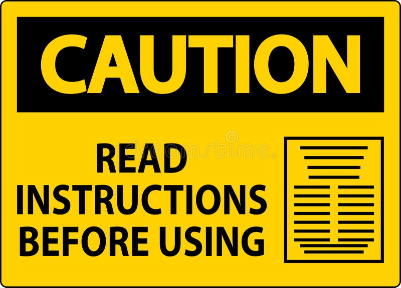 Caution Machine Sign Read Instructions before Using Stock Vector ...