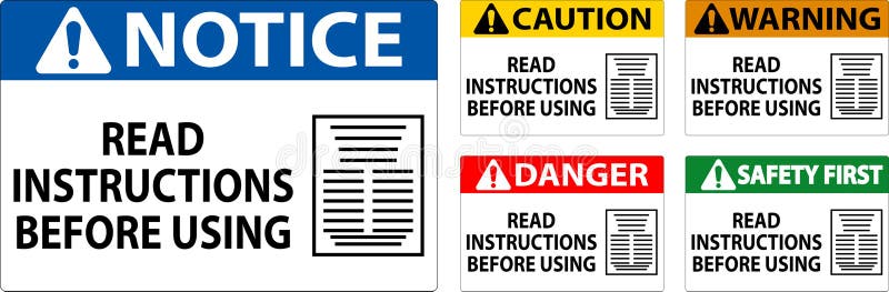 Caution Machine Sign Read Instructions before Using Stock Vector ...