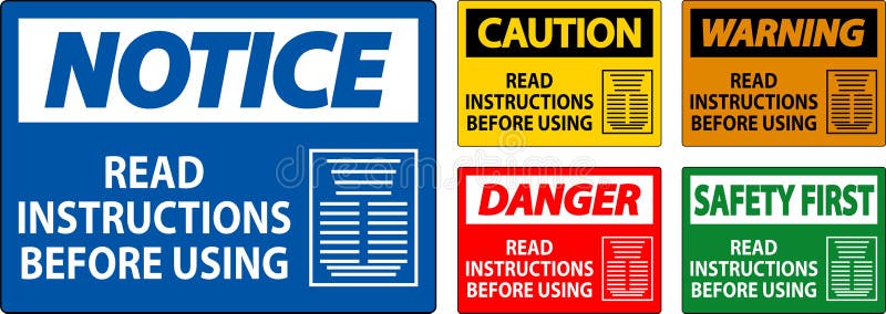 Caution Machine Sign Read Instructions before Using Stock Vector ...