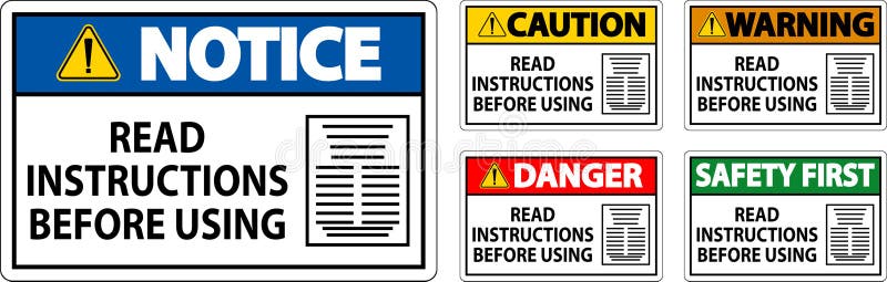 Caution Machine Sign Read Instructions before Using Stock Vector ...