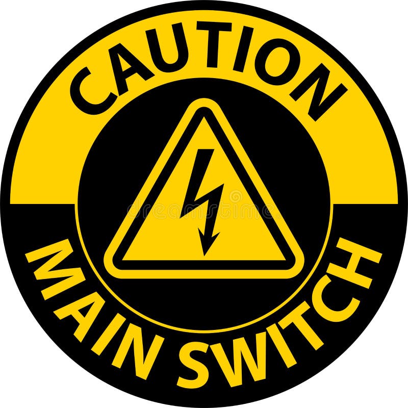 Caution Main Switch Sign on White Background Stock Vector ...