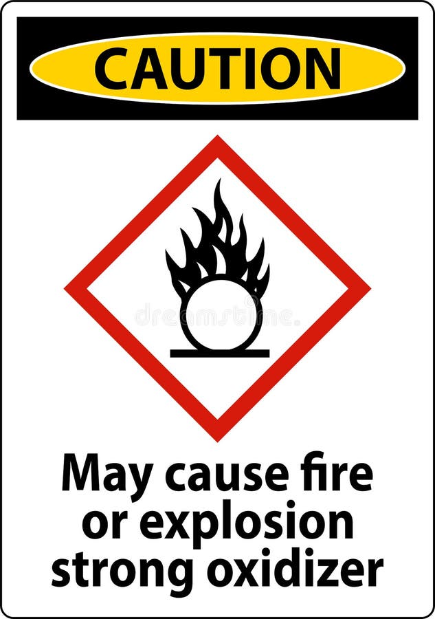 Caution May Cause Fire or Explosion Sign on White Background Stock ...
