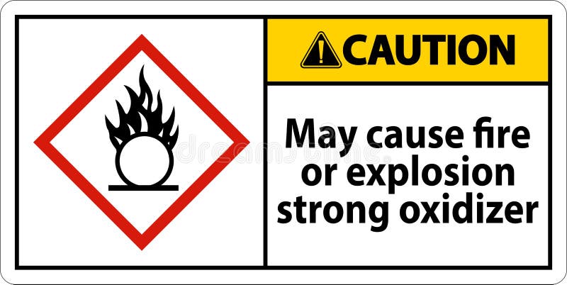 Caution May Cause Fire or Explosion Sign on White Background Stock ...