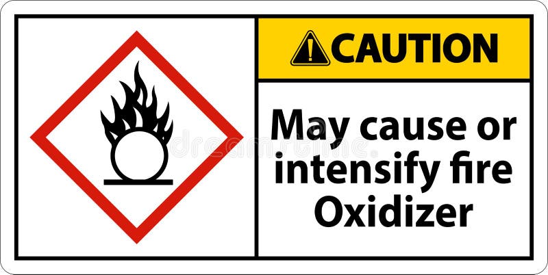 Caution May Cause Fire or Explosion Sign on White Background Stock ...