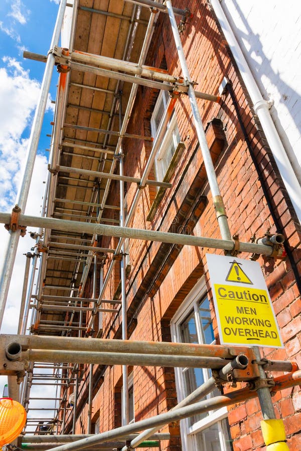 Caution Men Working Overhead Stock Photo - Image of work, overhead ...