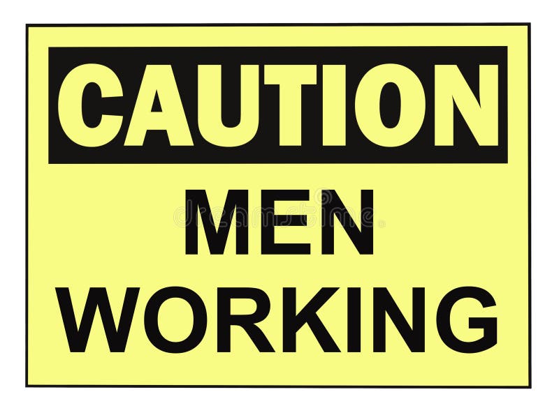 Caution Men Working Sign stock photo. Image of cutout - 9386710