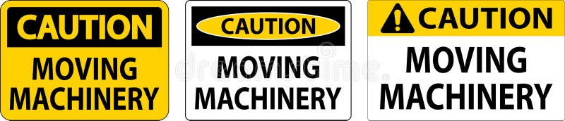 Caution Moving Machinery Sign on White Background Stock Vector ...