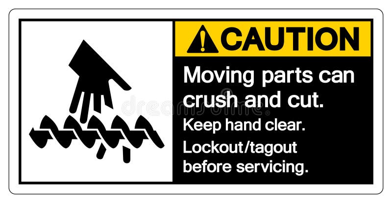 Caution Moving Part Can Crush and Cut Keep Hand Clear Symbol Sign ...