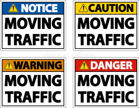Caution Moving Traffic Sign on White Background Stock Vector ...