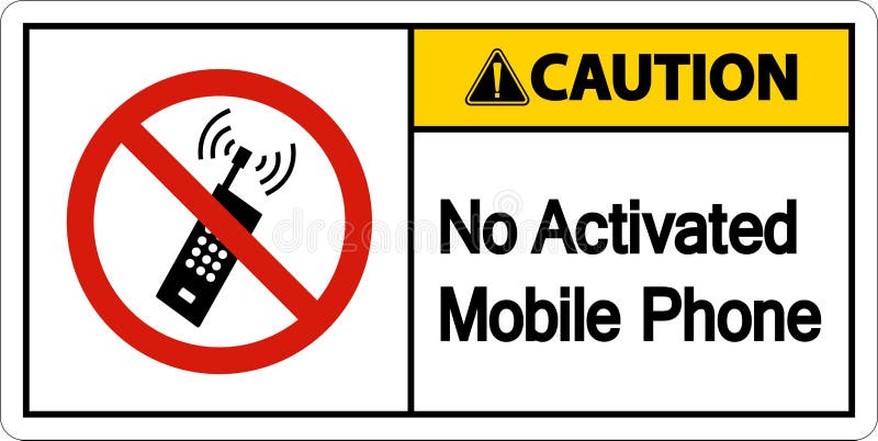 Caution No Activated Mobile Phone Sign on White Background Stock Vector ...