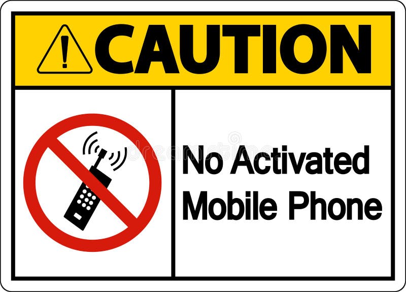 Caution No Activated Mobile Phone Sign on White Background Stock Vector ...