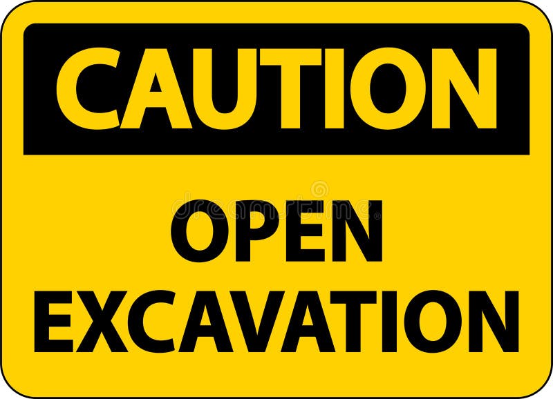 Caution Open Excavation Sign on White Background Stock Vector ...