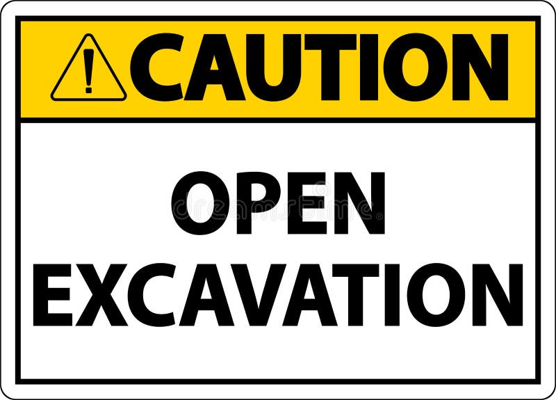 Caution Open Excavation Sign on White Background Stock Vector ...