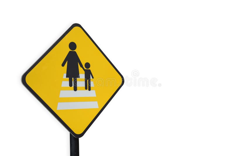 Caution People Crossing Traffic Sign Isolated Stock Image - Image of ... Caution People Crossing Traffic Sign Isolated Stock Image - Image of ...