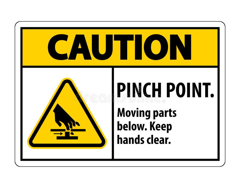 Caution Pinch Point Label Sign on White Background Stock Vector ...