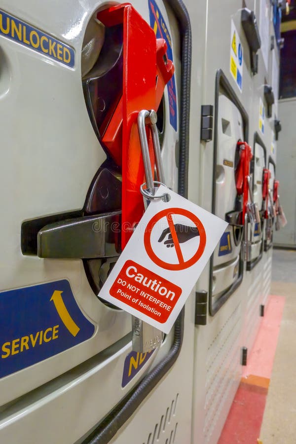 Caution Point of Isolation Label Stock Image - Image of switchgear ...