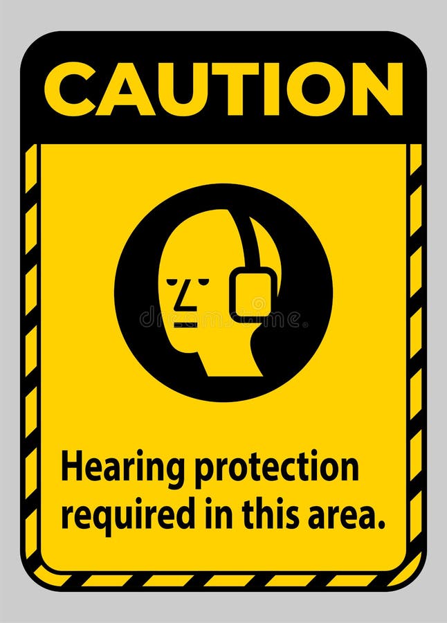 Caution PPE Sign Hearing Protection Required in this Area with Symbol ...