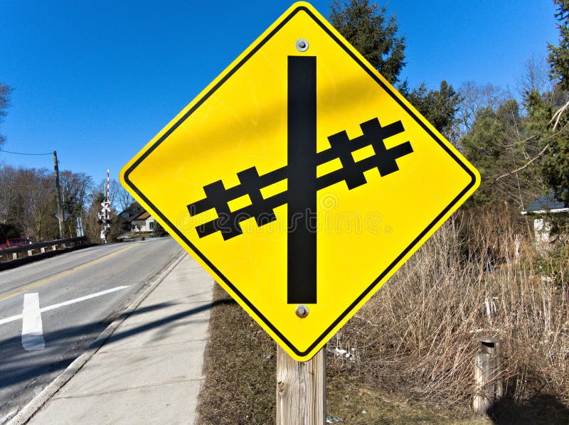 Caution Railroad Intersection Ahead Stock Image - Image of post, limit ...