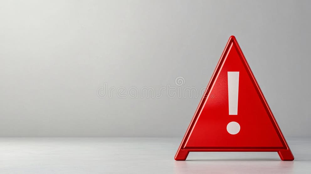 Caution: Red Triangular Warning Sign with Exclamation Mark on a Plain ...