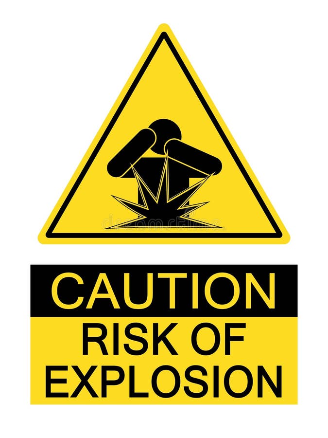 Caution, Risk of Explosion. Yellow Triangle Warning Sign with Text and ...