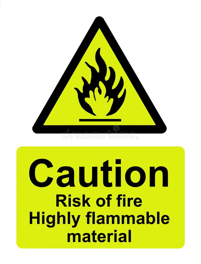 Caution Risk of Fire, Highly Flammable Material Stock Illustration ...
