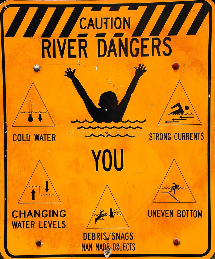 Caution River Signage Picture. Image: 5184512